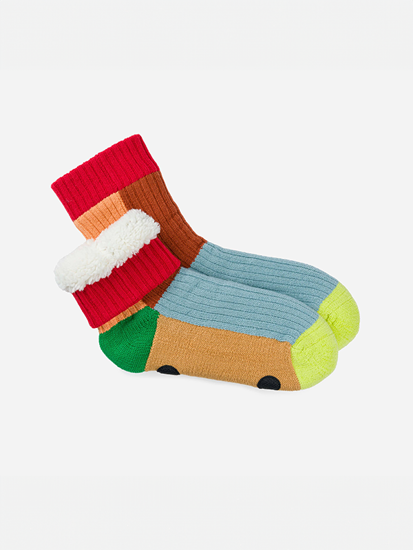 Kaleidoscope Knit House Socks: Stone Blue Rust – Edge of Urge