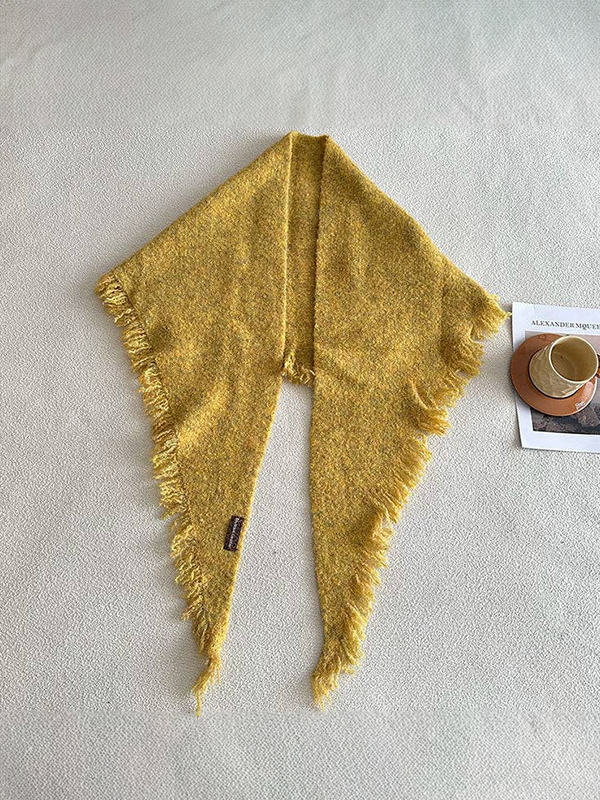 Solid Color Wool Triangle Scarf: Yellow – Edge of Urge
