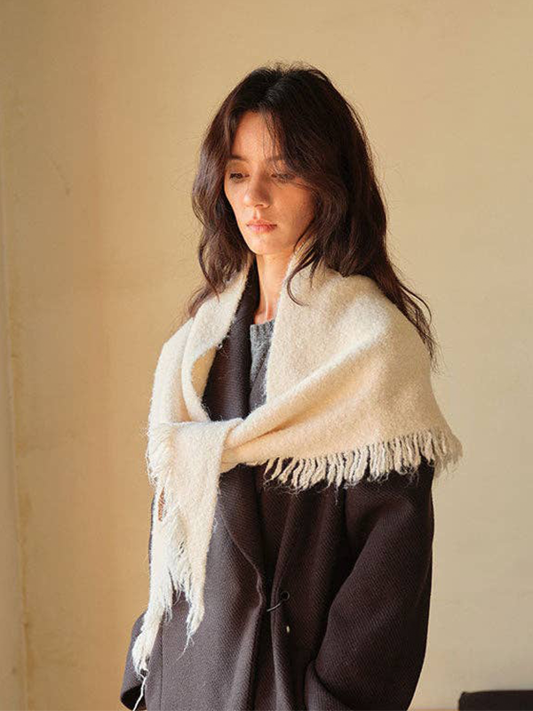 Solid Color Wool Triangle Scarf: Yellow – Edge of Urge